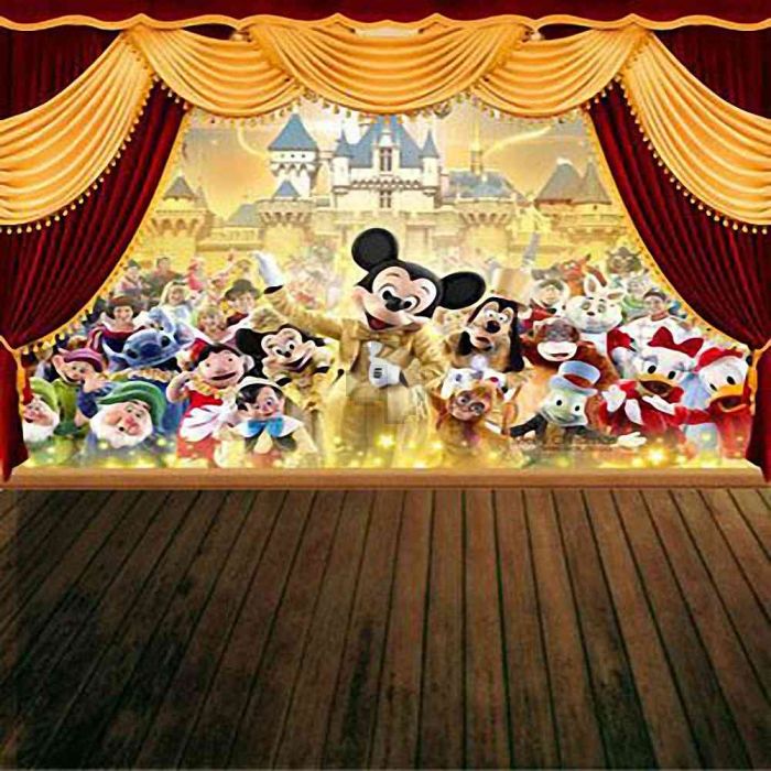 Cartoon Characters Behind The Curtain Computer Printed Photography ...