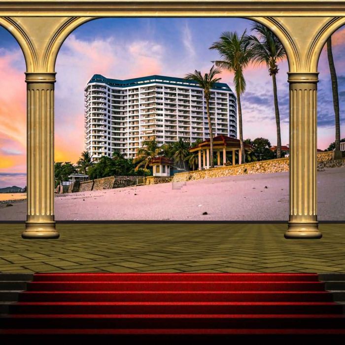 Arch Stairs Carpet Building Pavilion Computer Printed Photography ...